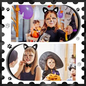 Newcotte 5 Pcs Black Cat Costume Set Cat Ears Tail Bowtie Sequined Tutu and Cat Face Sticker for Kids Halloween Dress up (Black)