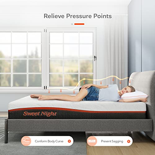 Sweetnight King Mattress, 10 Inch Hybrid Mattress in a Box, Cool Gel Memory Foam & Innerspring Mattress for Support & Pressure Relief, Medium Firm Bed Mattress King Size