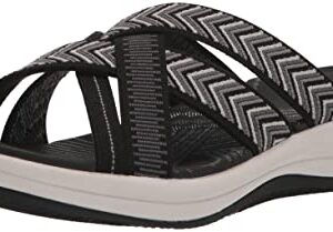 Clarks Women's Mira Grove Flat Sandal, Black Textile, 6