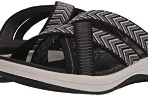 Clarks Women's Mira Grove Flat Sandal, Black Textile, 6