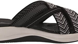 Clarks Women's Mira Grove Flat Sandal, Black Textile, 6