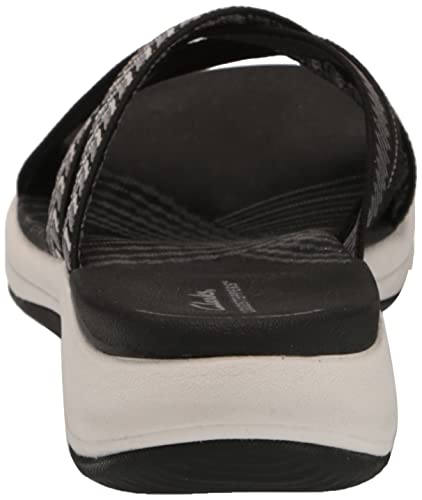 Clarks Women's Mira Grove Flat Sandal, Black Textile, 6