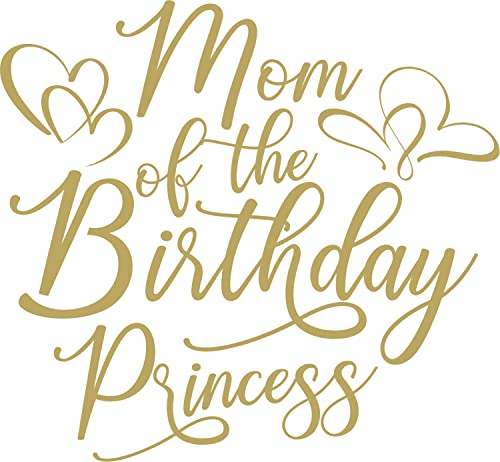 SEC Apparel Birthday Princess Iron On Transfers Patches Decal Vinyl for T Shirts Fabric Clothing (Mom of The Birthday Princess)