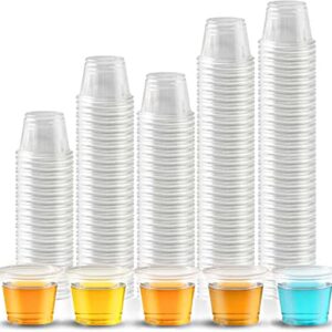 [500 Count -1 oz] Disposable Shot Glasses,Shatterproof No Lids, 1oz Jello Shot Cups Clear Plastic Souffle Cups, Perfect Container for Bathroom, Party, Espresso, Tasting, Samples, Mouthwash Cups