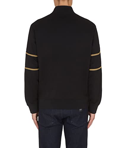 A|X ARMANI EXCHANGE Men's Sporty Gold Detail Mock Neck Zip Up Sweatshirt, Black, Large