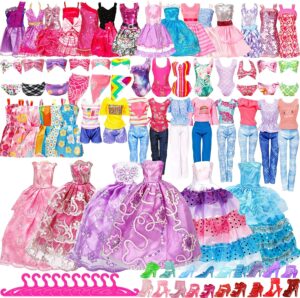 accessories 22 50-pack handmade doll clothing & accessories includes 5 wedding dresses 5 fashion dresses 4 ankle skirts 3 tops & pants 3 bikini 20 shoes & giveaways 10 hooks for 11.5'' dolls