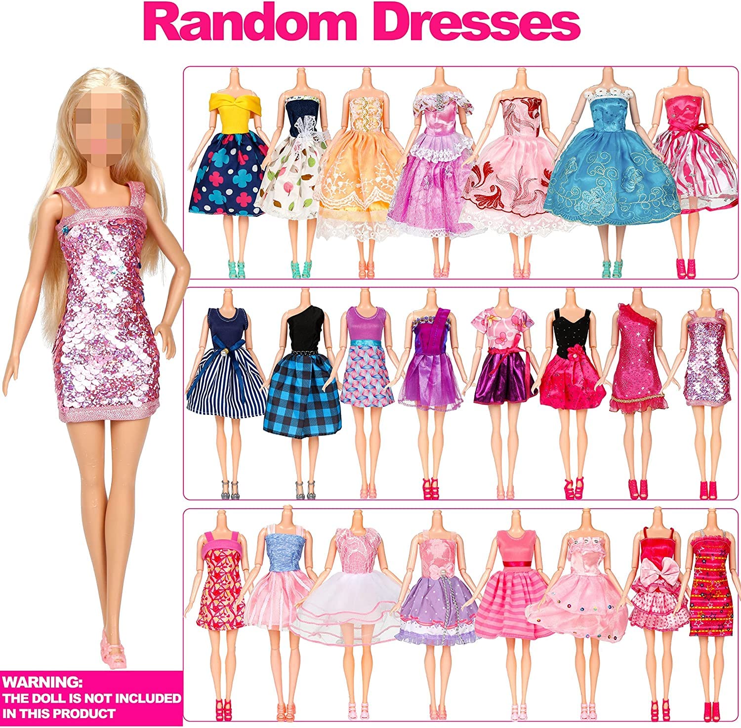 Accessories 22 50-Pack Handmade Doll Clothing & Accessories Includes 5 Wedding Dresses 5 Fashion Dresses 4 Ankle Skirts 3 Tops & Pants 3 Bikini 20 Shoes & Giveaways 10 Hooks for 11.5'' Dolls