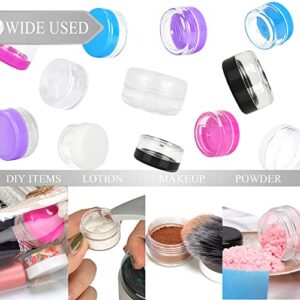 25PCS 10 Gram Sample Containers, 10ml Empty Jars with Lids, Small Cosmetic Containers, Mini Sample Jars with 2PCS Mini Spatulas for Make Up, Oils, Lotion, Powder, Paint, Jewelry, Lip Balms(Black Lid)