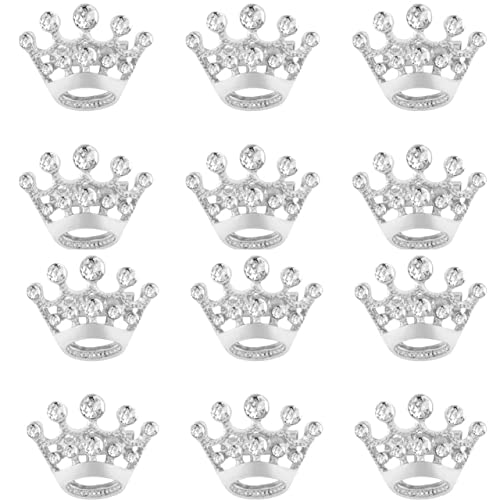 Small Crown Brooch pins for women fashion Rhinestone Gold Silver Crown Brooch for men (12PCS silver)