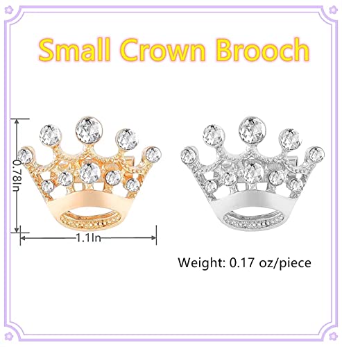 Small Crown Brooch pins for women fashion Rhinestone Gold Silver Crown Brooch for men (12PCS silver)