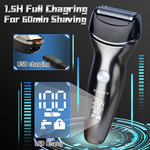 Foil Shaver for Men, Rechargeable Electric Razor, Wet and Dry Waterproof IPX6, Body Shavers with Pop-up Beard Trimmer, LED Display, 8200 RPM