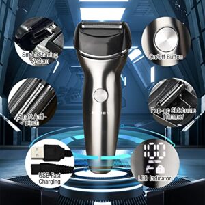 Foil Shaver for Men, Rechargeable Electric Razor, Wet and Dry Waterproof IPX6, Body Shavers with Pop-up Beard Trimmer, LED Display, 8200 RPM