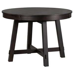 Quarte Farmhouse Round Extendable Dining Table with 16" Leaf Wood Kitchen Table