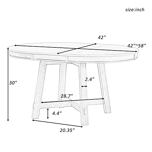 Quarte Farmhouse Round Extendable Dining Table with 16" Leaf Wood Kitchen Table