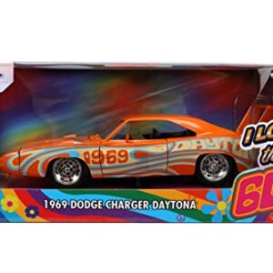 Jada Toys I Love The 60’s 1:24 1969 Dodge Charger Daytona Die-Cast Car, Toys for Kids and Adults, Orange