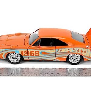 Jada Toys I Love The 60’s 1:24 1969 Dodge Charger Daytona Die-Cast Car, Toys for Kids and Adults, Orange