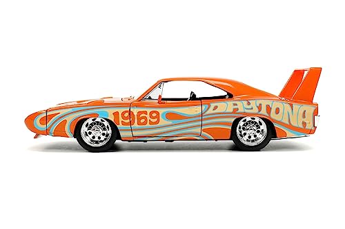 Jada Toys I Love The 60’s 1:24 1969 Dodge Charger Daytona Die-Cast Car, Toys for Kids and Adults, Orange