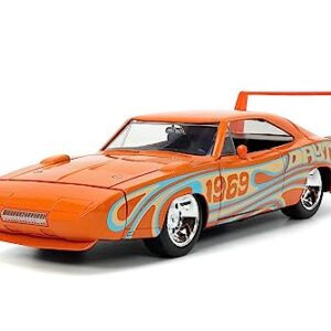 Jada Toys I Love The 60’s 1:24 1969 Dodge Charger Daytona Die-Cast Car, Toys for Kids and Adults, Orange