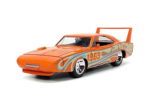 Jada Toys I Love The 60’s 1:24 1969 Dodge Charger Daytona Die-Cast Car, Toys for Kids and Adults, Orange