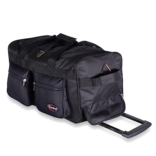 Green Traveler 30" /36" /40" Rolling Duffle Bag Travel Wheeled Luggage Suitcase (Black, 30 inch)