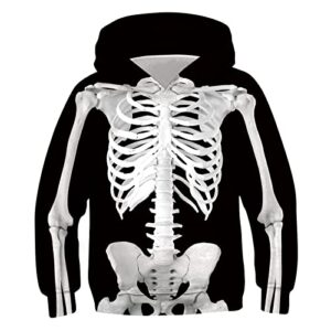 raisevern girls boys holloween hoodies size 8 pullover hoodie long sleeve casual soft kids hooded sweatshirt cool 3d hoodie novelty skeletons hoody with pockets size 9 10 11