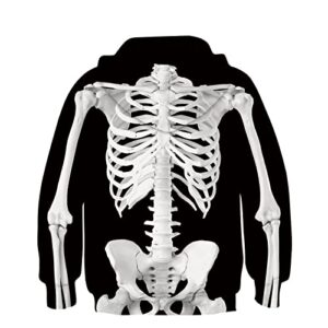 RAISEVERN Girls Boys Holloween Hoodies size 8 Pullover Hoodie Long Sleeve Casual Soft Kids Hooded Sweatshirt Cool 3D Hoodie Novelty Skeletons Hoody with Pockets Size 9 10 11