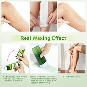 Roll On Wax Refill, Soft Wax Roller cartridge for hair removal, Roller Waxing Kit for Women Sensitive Skin, Aloe Depilatory Wax Roller for Body Area Waxing Legs Arms at Home - 4 Pack (14.1 OZ)