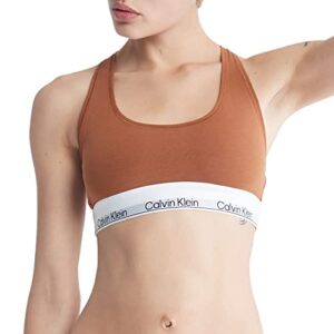 calvin klein women's modern cotton naturals unlined wireless bralette, warm bronze, medium