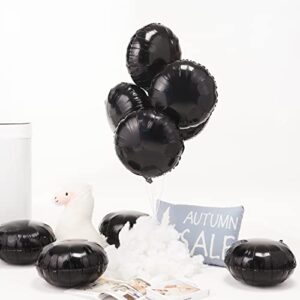 Black Foil Balloons, Round Shape 10pcs Big Mylar Balloons Helium Balloons for Birthday Baby Shower Wedding Party Decoration 18 Inch