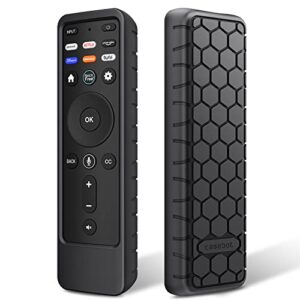 fintie silicone case for vizio xrt260 voice remote control 2021, honey comb anti-slip shockproof cover for vizio xrt260 v-series and m-series 4k uhd hdr smart tv remote, black