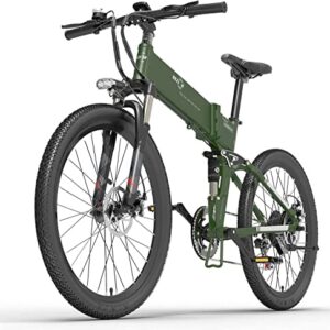 Bezior Electric Bike X500Pro for Adults, Foldable 26" x 1.95 Rubber Tire Electric Bicycle, 500w Motor 48V 10.4Ah Removable Battery, 20MPH Electric Mountain Bike, Suspension Fork, 7 Speed Gears