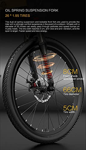 Bezior Electric Bike X500Pro for Adults, Foldable 26" x 1.95 Rubber Tire Electric Bicycle, 500w Motor 48V 10.4Ah Removable Battery, 20MPH Electric Mountain Bike, Suspension Fork, 7 Speed Gears