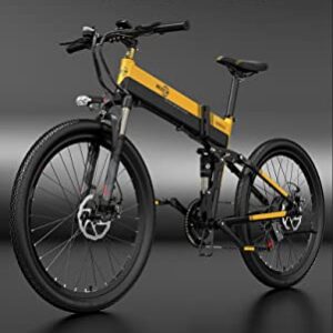 Bezior Electric Bike X500Pro for Adults, Foldable 26" x 1.95 Rubber Tire Electric Bicycle, 500w Motor 48V 10.4Ah Removable Battery, 20MPH Electric Mountain Bike, Suspension Fork, 7 Speed Gears