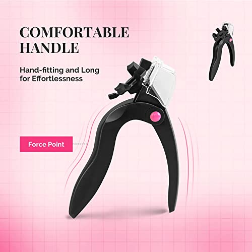 AIRSEE Nail Clippers for Acrylic Nails with Sizer and Catcher Adjustable Nail Tip Cutter with Length Measurement Dial Artificial Fake Extension Trimmer Nail Art Salon Home Manicure Tool Black