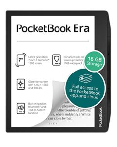 pocketbook era e-reader, stardust silver, 16gb | 7ʺ glare-free & eye-friendly touch-screen with e -ink technology | waterproof | text-to-speech, audio- & e-book reader | smartlight & built-in speaker