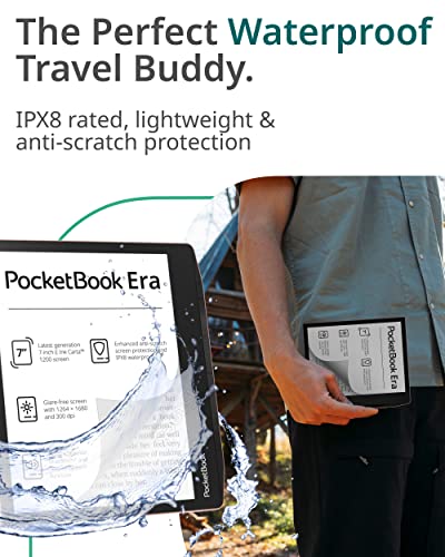 PocketBook Era E-Reader, Stardust Silver, 16GB | 7ʺ Glare-Free & Eye-Friendly Touch-Screen with E -Ink Technology | Waterproof | Text-to-Speech, Audio- & E-Book Reader | SMARTlight & Built-in Speaker