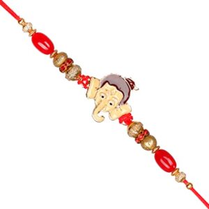 spelerio Rakhi for Brother Bhai Men Small Bro Rakshabandhan Thread Ganesha Rakhis for Raksha Bandhan Pack of 2 - AE82