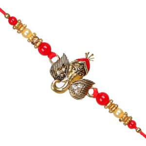 spelerio Rakhi for Brother Bhai Men Small Bro Rakshabandhan Thread Ganesha Rakhis for Raksha Bandhan Pack of 2 - AE82