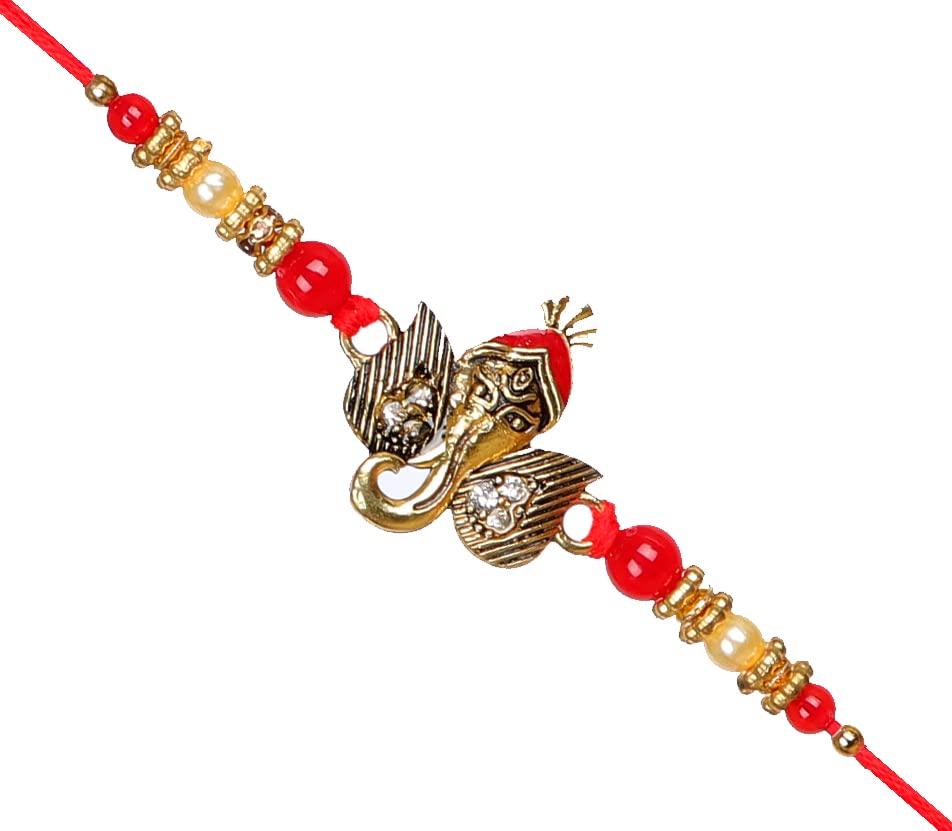 spelerio Rakhi for Brother Bhai Men Small Bro Rakshabandhan Thread Ganesha Rakhis for Raksha Bandhan Pack of 2 - AE82