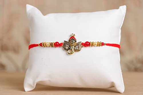 spelerio Rakhi for Brother Bhai Men Small Bro Rakshabandhan Thread Ganesha Rakhis for Raksha Bandhan Pack of 2 - AE82