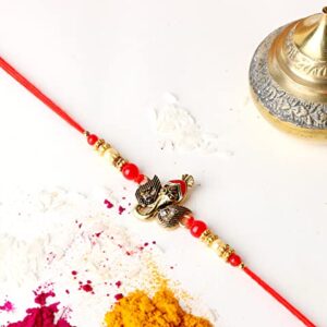 spelerio Rakhi for Brother Bhai Men Small Bro Rakshabandhan Thread Ganesha Rakhis for Raksha Bandhan Pack of 2 - AE82