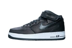 nike mens air force 1 mid dj7840 001 stussy - black - size 8