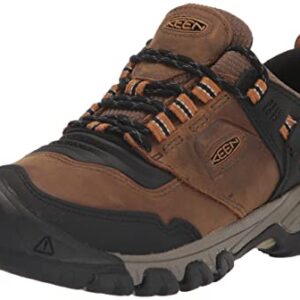 KEEN Men's Ridge Flex Low Height Waterproof Hiking Boots, Bison/Golden Brown, 13 Wide