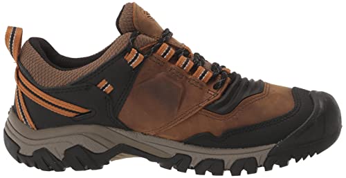 KEEN Men's Ridge Flex Low Height Waterproof Hiking Boots, Bison/Golden Brown, 13 Wide