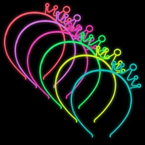 suyegirl 6 pcs glow dark headbands women for party, crown headbands for girls, halloween hair accessories for women,hair hoop tiara for party cosplay