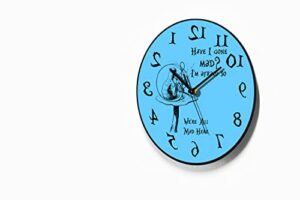 reverse wall clock - alice hookah smoking caterpillar - round funny clock - backwards running time - counterclockwise wall clock - optional rgb led 5v backlit