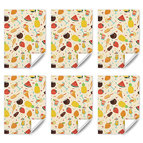 Hawaiian Gift Wrap 6 PCS,20 X 28 Inch Summer Yellow Wrapping Paper,Watermelon Orange Pineapple Lemon Strawberry Pattern Funny Tropical Wrapping Paper For Birthday Baby Shower Aloha Hula Party Decor