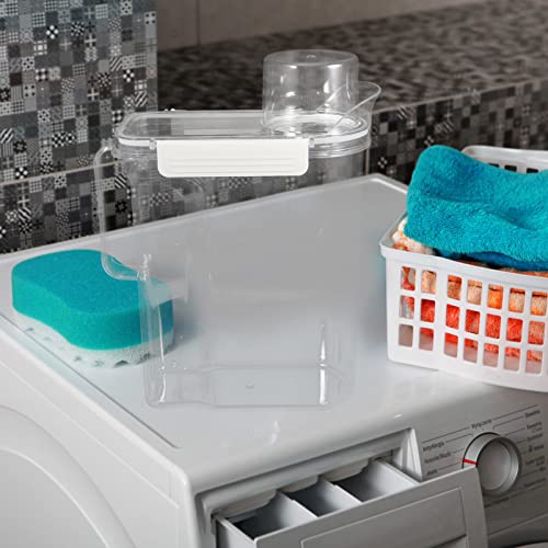 Cabilock Laundry Detergent Basket Washing Powder Container Plastic Laundry Hamper with Lid Spoon for Detergent Laundry Condensate Bead 18x29CM