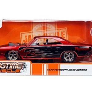 Jada Toys Big Time Muscle 1:24 1970 Plymouth Road Runner Die-cast Car Red/Black Flames, Toys for Kids and Adults