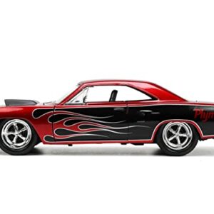 Jada Toys Big Time Muscle 1:24 1970 Plymouth Road Runner Die-cast Car Red/Black Flames, Toys for Kids and Adults